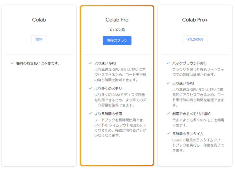 Google Colab Pro+ のスペック